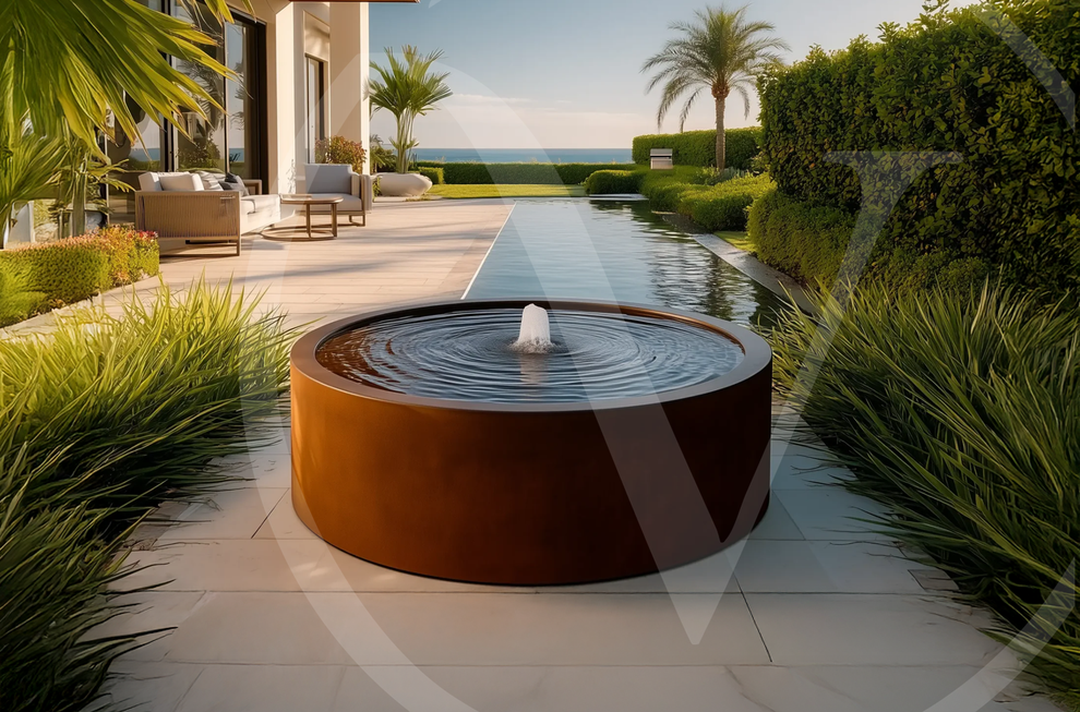 Floor Circle Fountain | Modern Backyard Look – Valyrian Designs