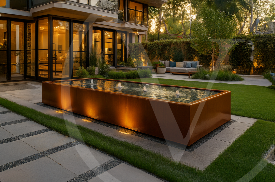 Reflection Pool Fountain | Modern Backyard Look – Valyrian Designs