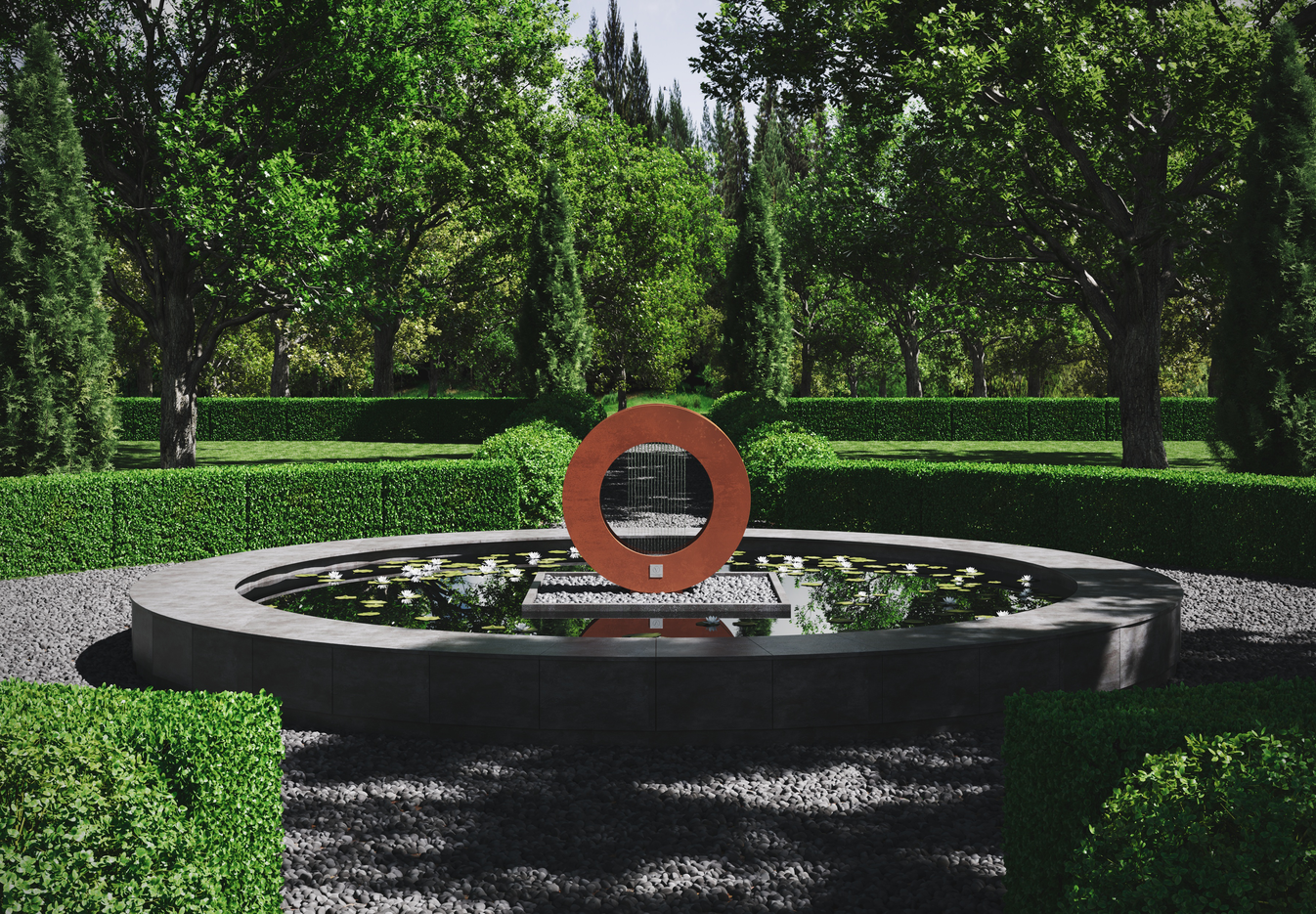 Rain Curtain Fountain Circle | Zen Backyard – Valyrian Designs